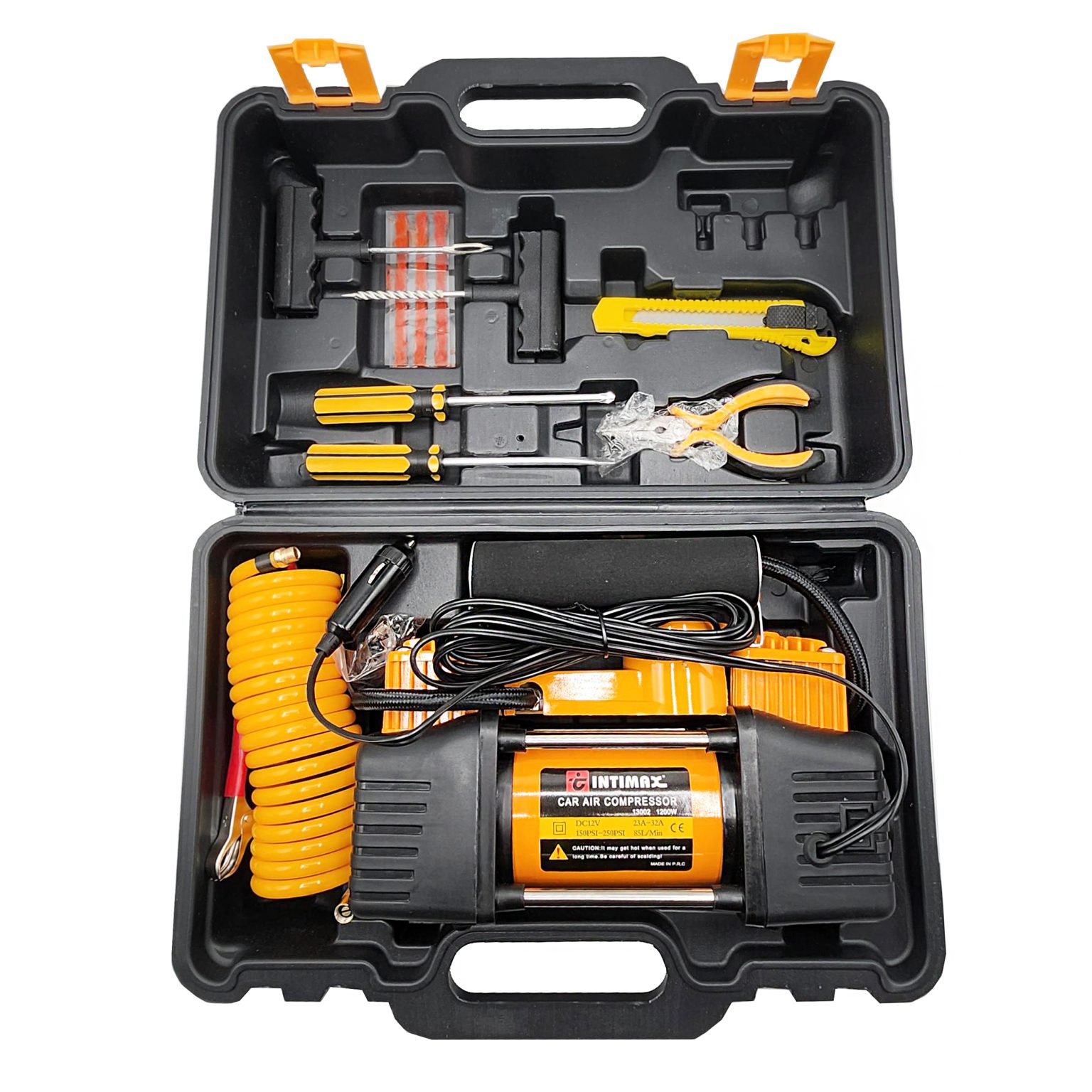 کمپرسور دو سیلندر فندکی 1200 وات موتور مسی با لوازم پنچر گیری اینتی مکث ...